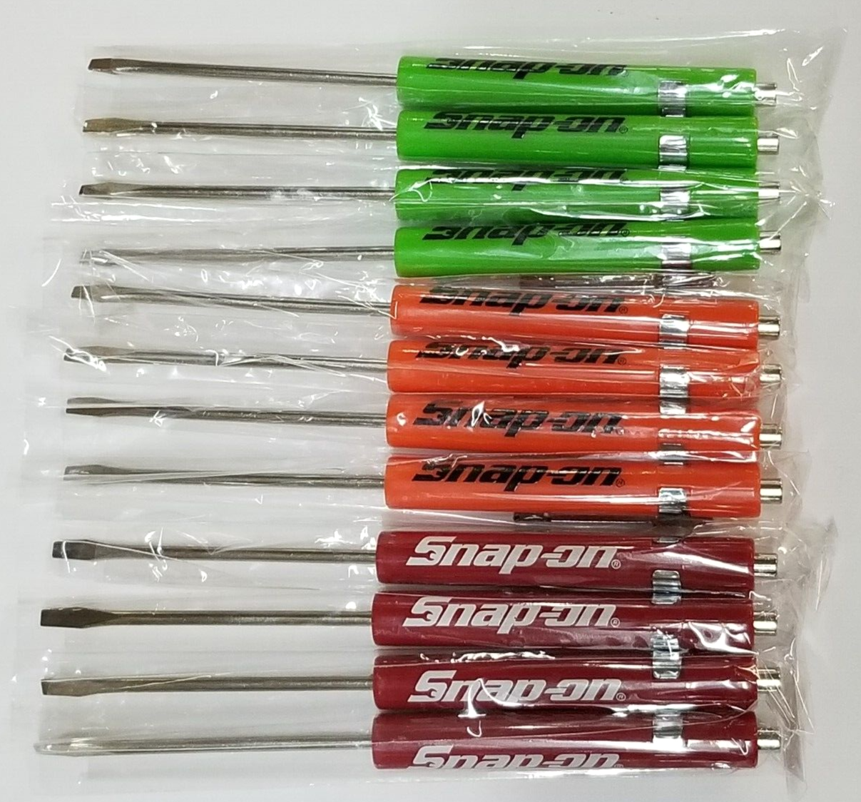 NEW Lot of 12 Snap on Tools Flat Mini Pocket ASSORTED Screwdrivers Clip ...