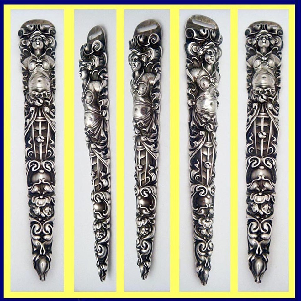 Unger Bros Sterling Silver Etui Bodkin Case Antique Nouveau figural ...