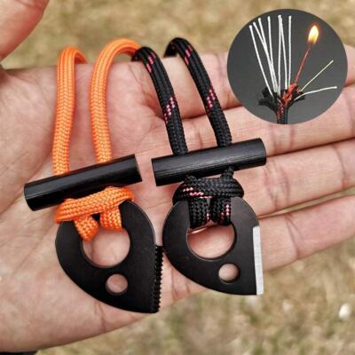 Survival Red Tinder Paracord Necklace with Firestarter Ferrocerium ...