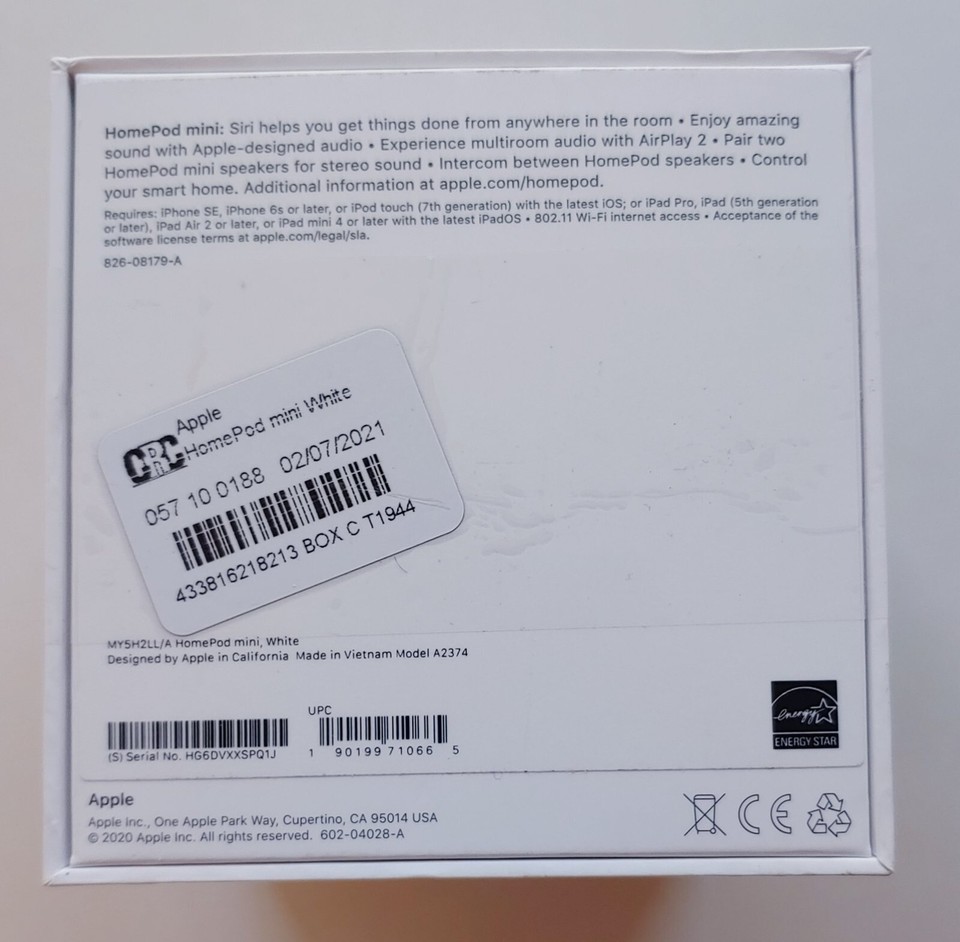 OPEN BOX - Apple Homepod Mini Speaker - White - A2374 / MY5H2LL/A ...