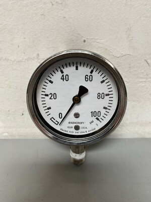 Ashcroft 1008 0-100 PSI Pressure Gauge w/ Tube Socket | eBay