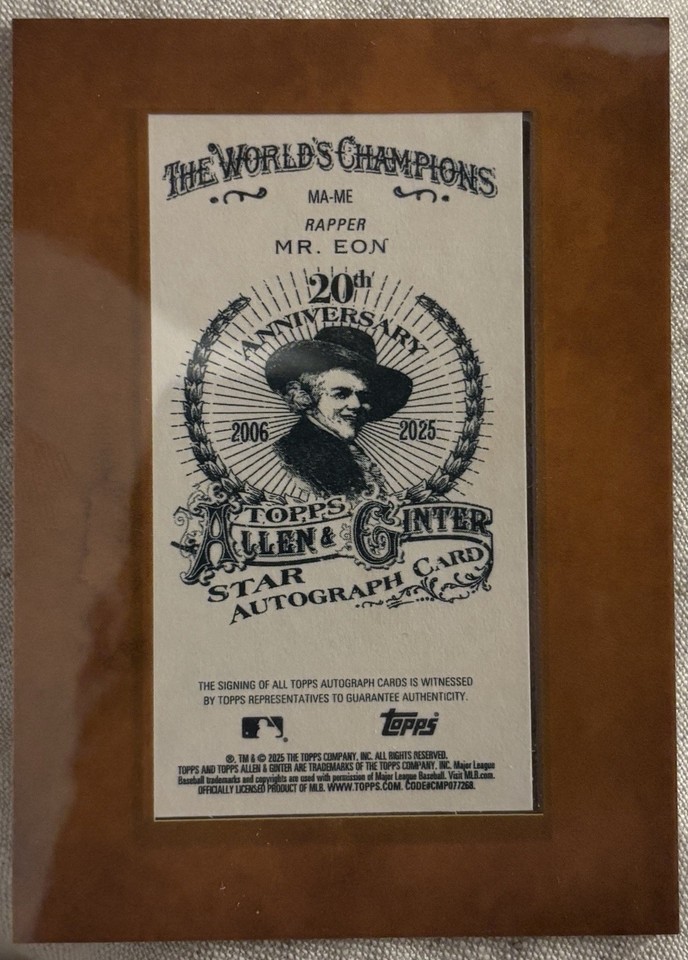 2025 Topps Allen & Ginter Mr. Eon Framed Mini Non-Baseball Auto #MA-ME ...