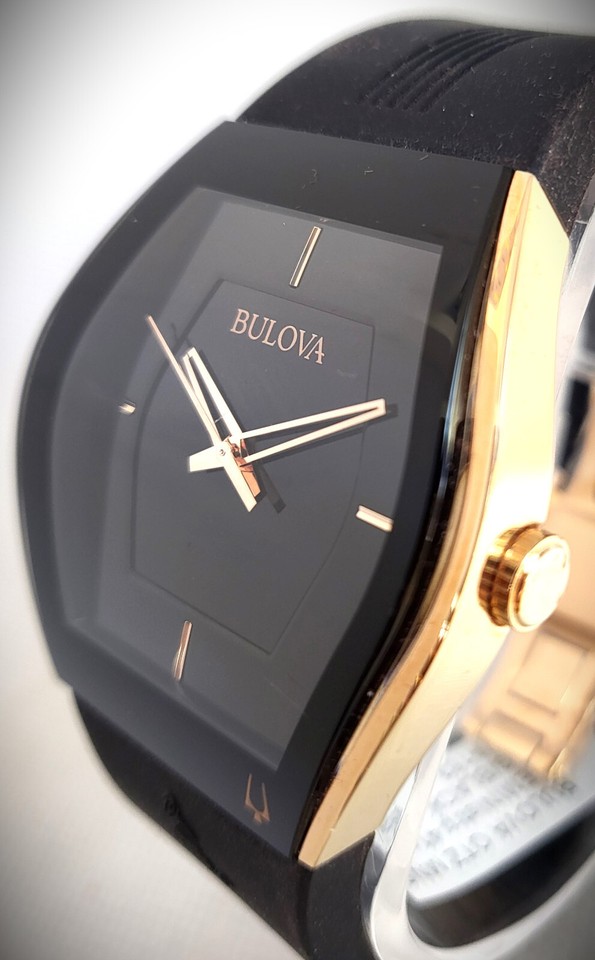 BULOVA $525 MEN'S GEMINI ROSE GOLD BLACK DIAL LATIN GRAMMY EDITION ...