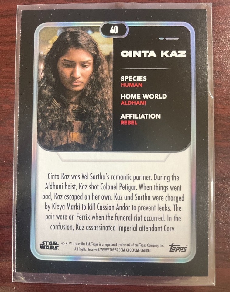 2023 Topps Star Wars Flagship RAINBOW SILVER FOIL Cinta Kaz #60 Andor ...