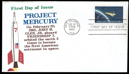 US 1193 Project Mercury 4c FDC Feb 20 1962 Cape Canaveral JDS Cachet VG ...