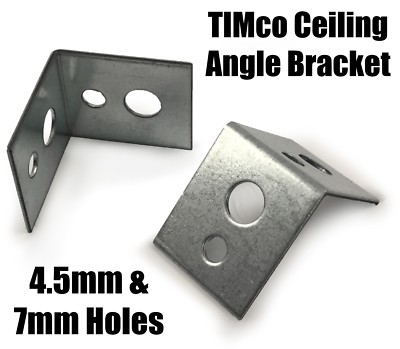 TIMco 25mm x 22mm x 1mm Ceiling Angle Bracket Suspended Fixing 4.5mm ...