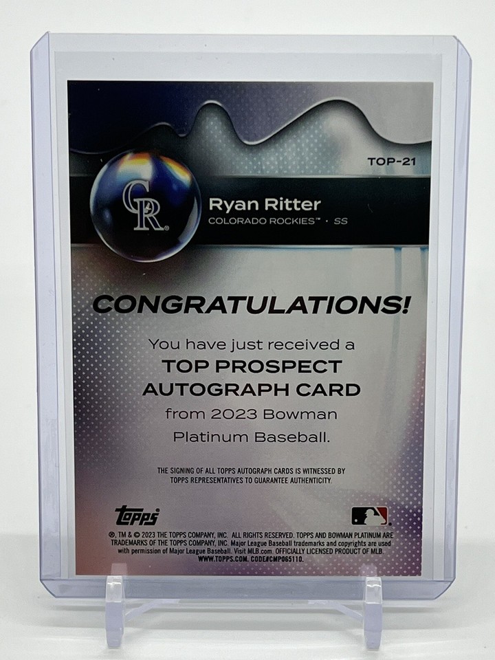 2023 Bowman Platinum Baseball Ryan Ritter Prospect Auto Cal League MVP ...