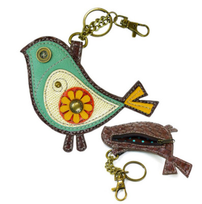 Chala Biddle Bird Key Chain Coin Purse Leather Bag Fob Charm New | eBay