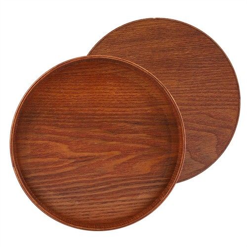 21cm Wooden Round Tea Cup Tray Plates Holder Serving Platter Teahouse ...