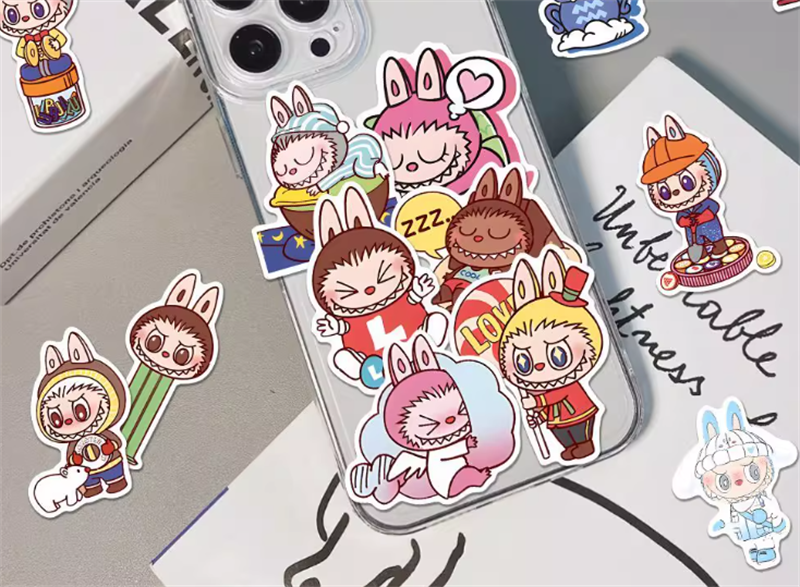 80 pieces Labubu cartoon decoration hand drawn waterproof stickers ...