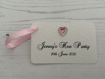 Pack of 10 Tags - Hen Party Tags - Light Pink Heart & Matching Ribbon ...