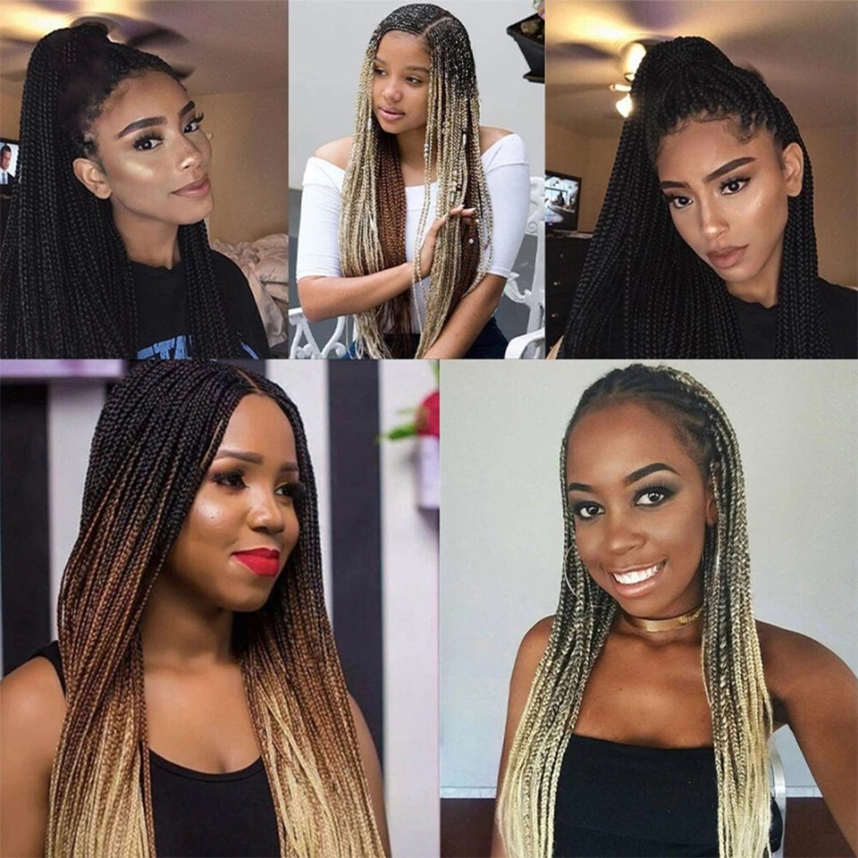 26" Thin Box Braids Wigs for Black Women Full Braids Wigs Party Wig ...