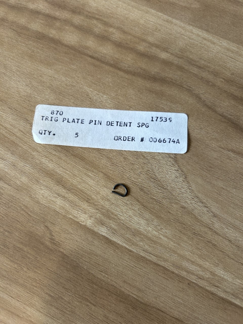 Remington 870 Shotgun, Trigger Plate Pin Detent Spring Front, part ...
