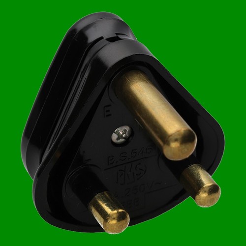 5A Black Round 3 Pin Mains Plug, BS546/A 5 Amp, For Stage & Theatre ...