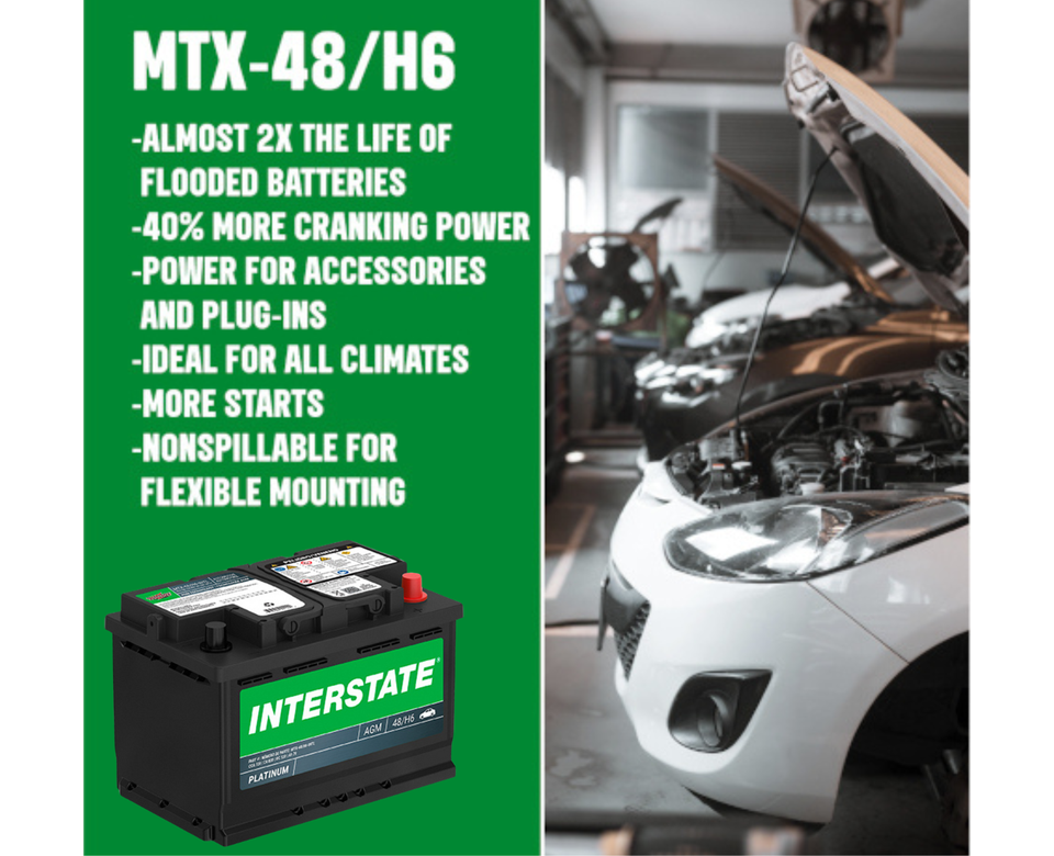 Interstate Batteries Automotive AGM Battery 48/H6 12V 70Ah MTX-48/H6 ...