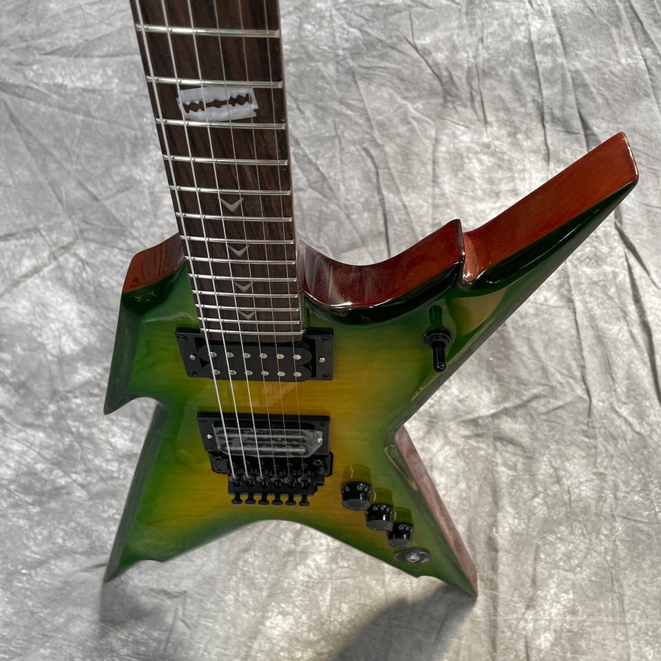 Razorback Green Electric Guitar Custom Logo Solid Wood Black Tremolo ...