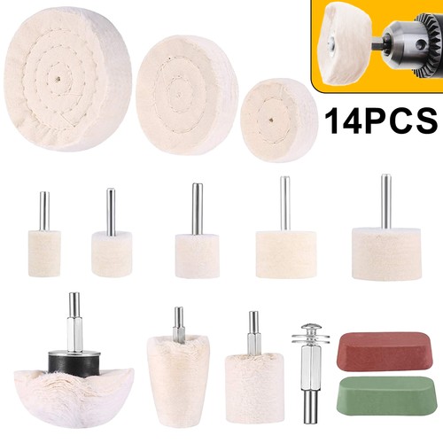 14x Cotton Metal Aluminum Polishing Wheel Kit Drill Die Grinder Car ...