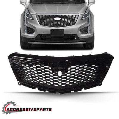 Front Upper Grille Diamond Style Gloss Black For Cadillac XT5 2017-2021 ...
