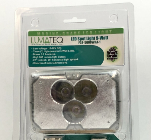TACO METALS LOW AMP LED SPOT LIGHT 9-WATT MARINE BOAT F38-5600WHA-1 ...