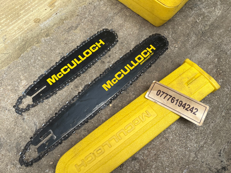 McCulloch 110 Chainsaw Vintage Top Handle 2 x Bars And Chains - Carry ...
