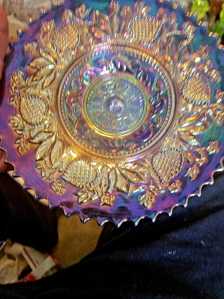 DUGAN BLUE RADIUM IRIDESCENT PLATE w/ELECTRIC IRIDESCENCE AND ...