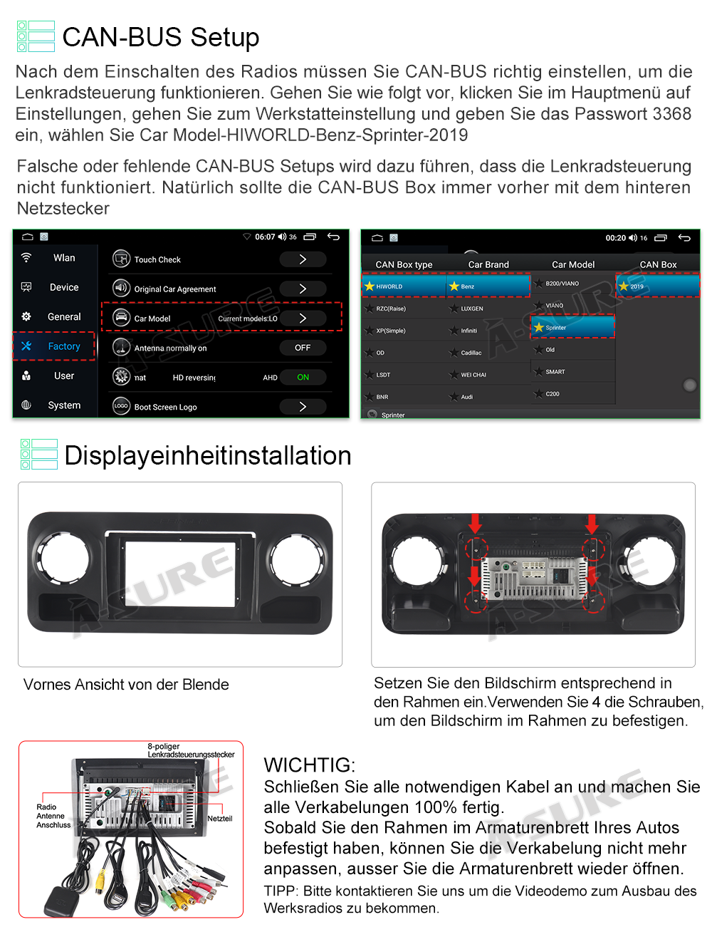 Für Mercedes Benz Sprinter W907 2019-2023 10" Android11 Autoradio GPS ...