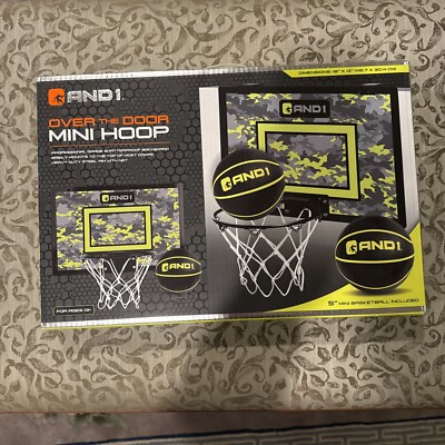 AND1 Over the Door Mini Basketball Hoop: 18x12 Shatterproof Backboard w ...