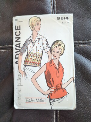 Vintage 1960’s Advance 9814 Sewing Pattern Misses Overblouse Top Size ...
