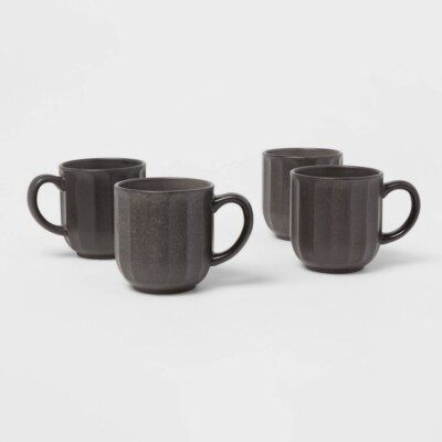 Threshold Stoneware Ardencroft Mugs 13.5 Oz 4 Piece Set Gray Brand New ...