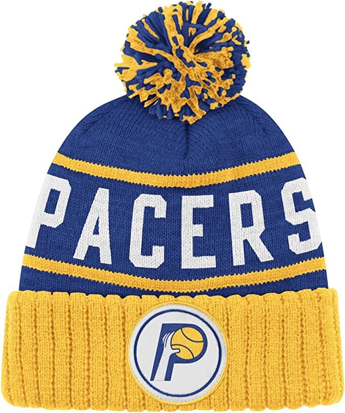 NBA Indiana Pacers Mitchell & Ness M&N Adult Cuffed Pom Winter Knit Hat ...