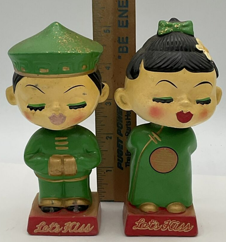 Vintage CDGC Let’s Kiss Asian Chakware Bobbleheads Nodders Coin Banks ...