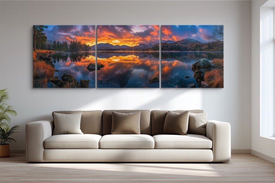 Firefall Reflection Canvas Print for Home Decor, Sunset Wall Decor Art ...