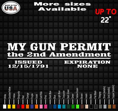 GUN PERMIT Vinyl Decal Stickers | Gun Rights & Gun Control Decals AR-15 ...