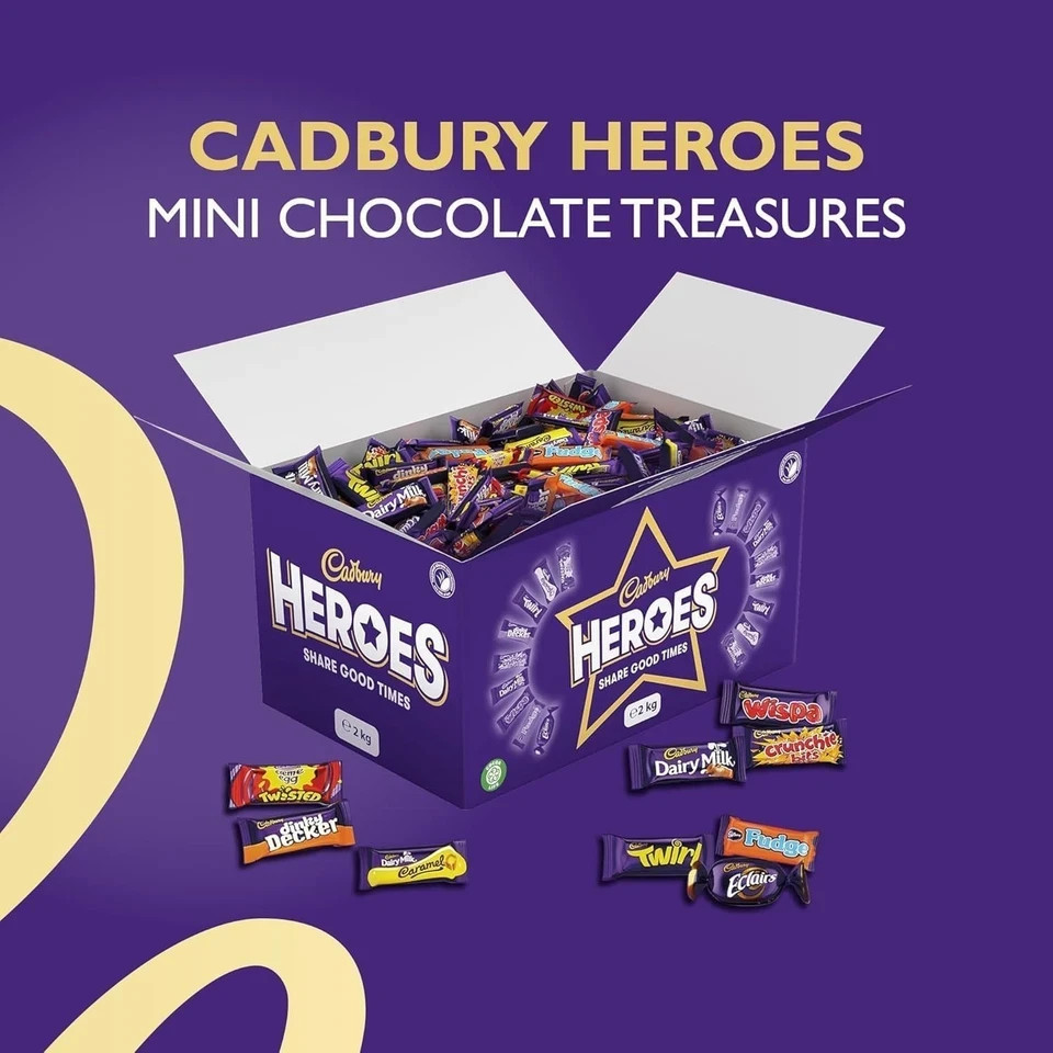 Cadbury Heroes Chocolate Bulk Share Box Assorted Mini-Size Milk ...