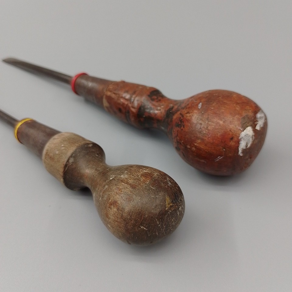 Vintage Wooden Handled Screwdriver Slotted x2 Carpentry Woodworking ...
