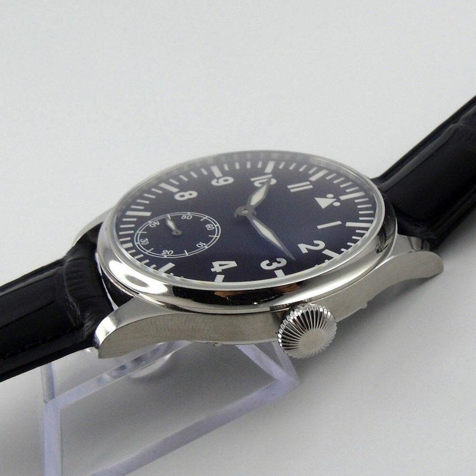 44mm Sterile Wristwatch 6498 Hand Winding Movement Black Dial Men's ...