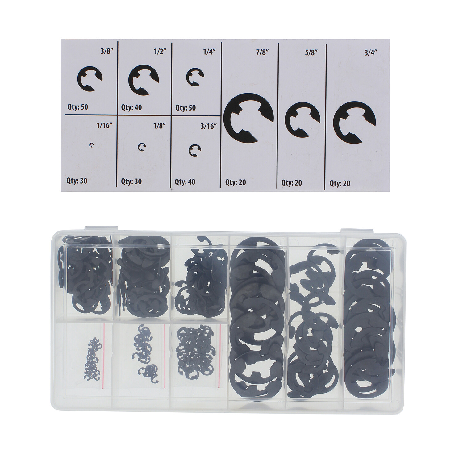 ABN E-Clip External Retaining Ring Washer 300 pc Assortment SAE ...