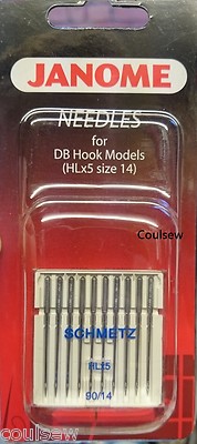 GENUINE JANOME 1600p HD9 SEWING MACHINE NEEDLES HLx5 90/14 PRO HL x 5 ...