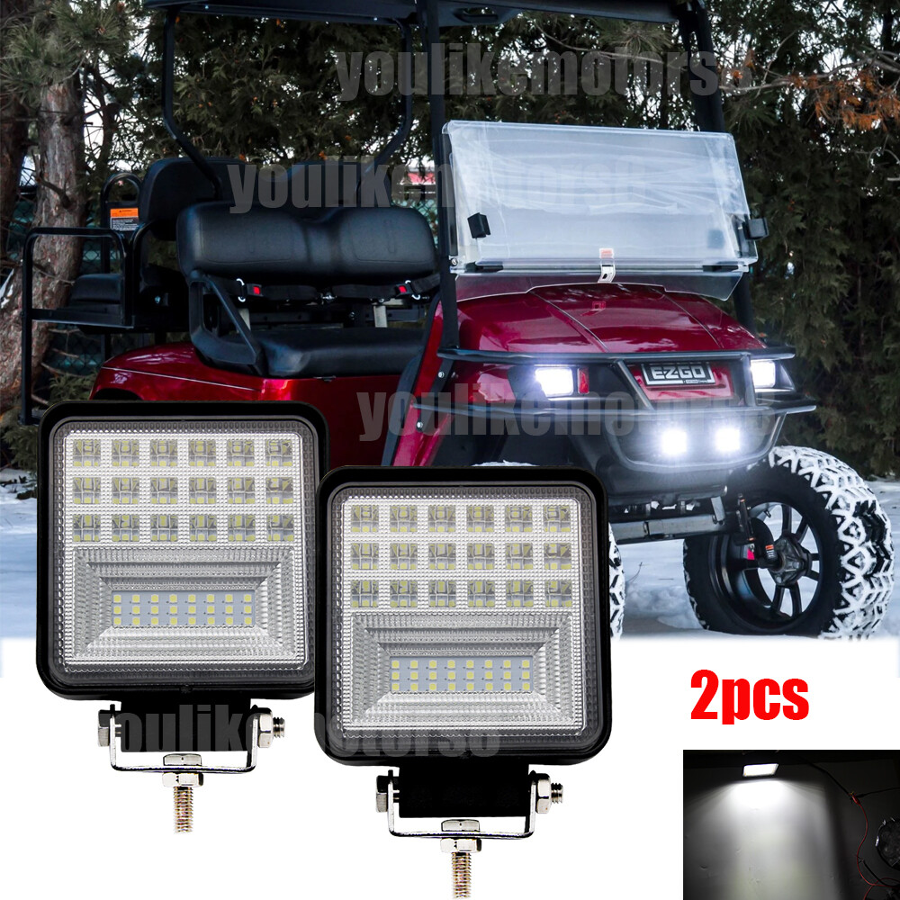 2x LED Square Work Light Bar Front Bumper Spot Flood Fit Club Car EZGO ...