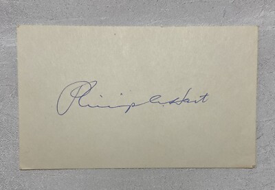 Autographed Signed Index Card Philip Hart US Senator Democrat Michigan ...