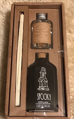 NEW 2021 RAE DUNN HALLOWEEN SPOOKY SCENTED WARM TOBACCO REED DIFFUSER ...