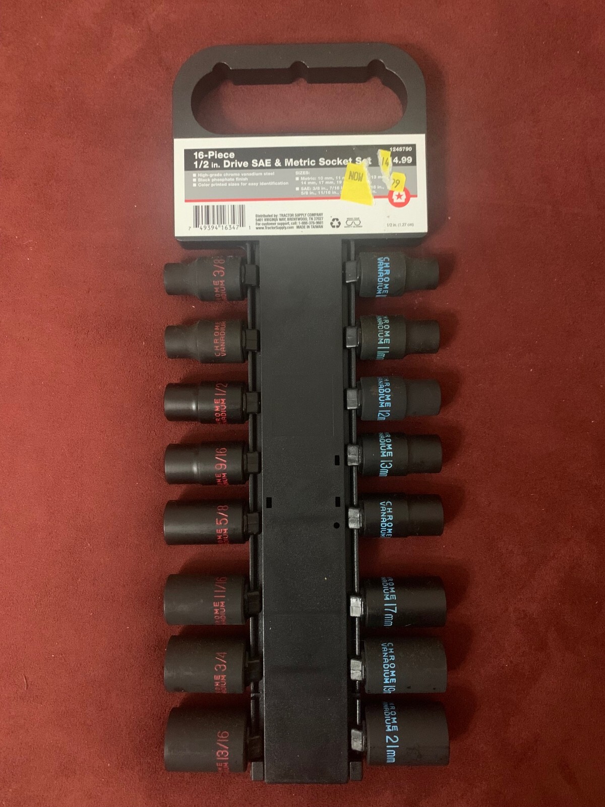 16 piece 1/2 drive SAE & Metric Socket Set-Tractor Supply New with ...