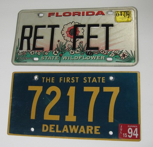 1994 Discover Delaware License Plate First in Nation + 2009 Florida ...