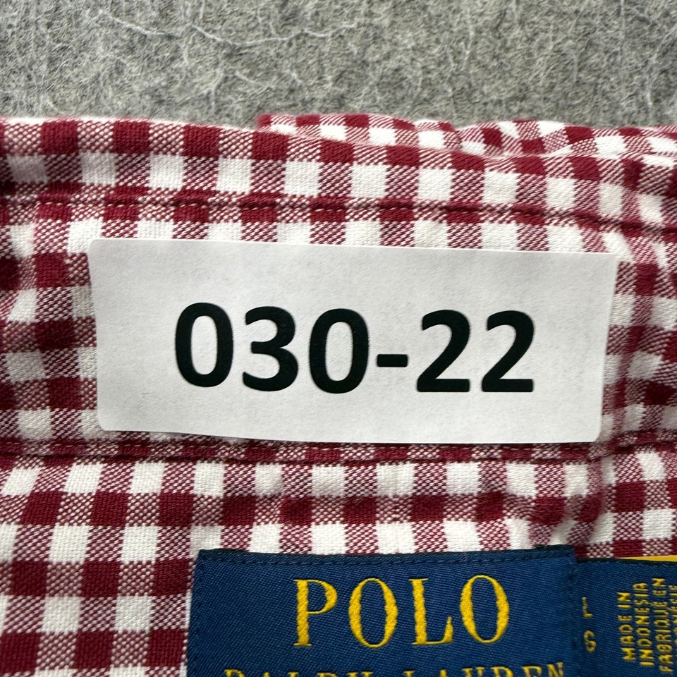 Polo Ralph Lauren Oxford Shirt Men L Red White Gingham Check Classic ...