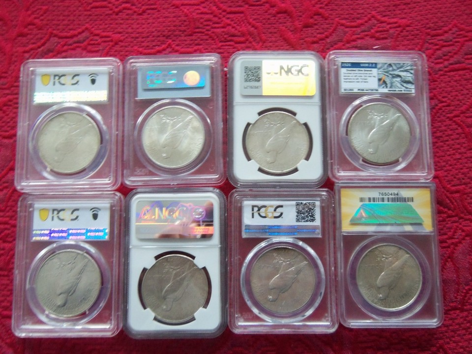 Complete Set of Peace Silver Dollars 1921 - 1935, 24 coins all graded ...