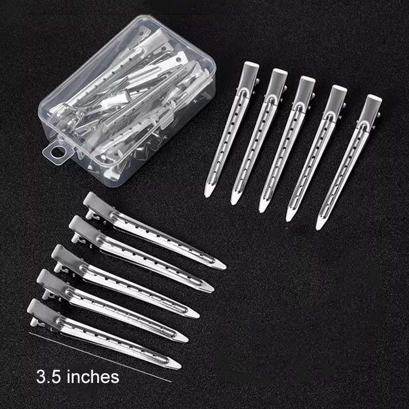 12 PcsMetal Duck Bill Professional Sectioning Clips Barber Hair Cutting ...