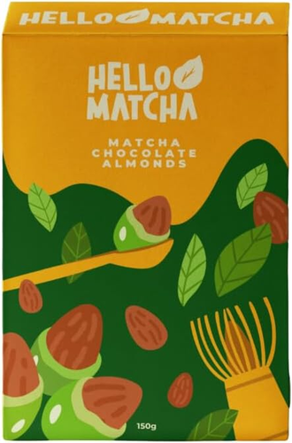 Hello Matcha Premium Organic Matcha Chocolate Almonds, 150G - Gourmet ...