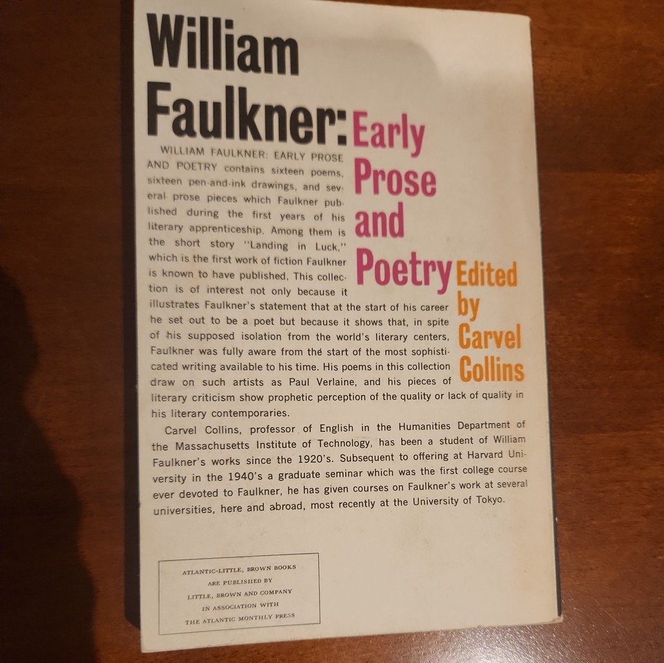 William Faulkner: Early Prose and Poetry 1962 Paperback | eBay UK