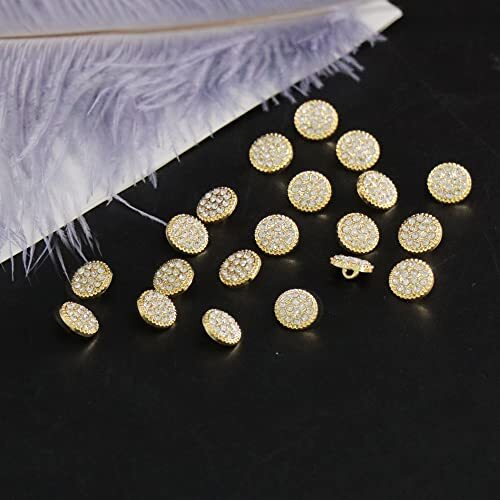 20 Pcs Gold Rhinestone Buttons 11MM Crystal Embellishments Button-5 ...
