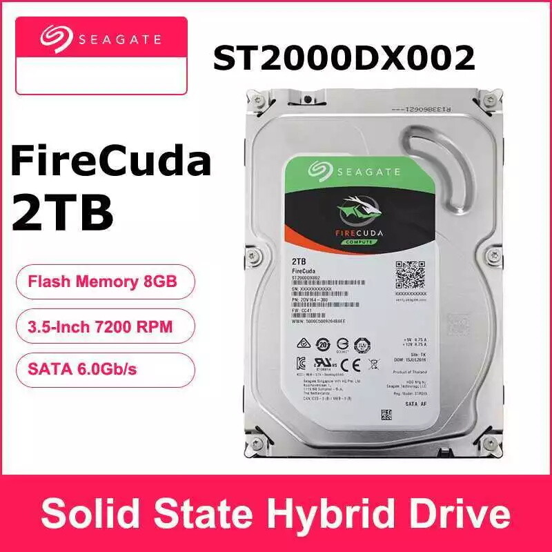 Seagate (ST2000DX002) FireCuda Internal 2TB 3.5"SSHD (Solid State ...